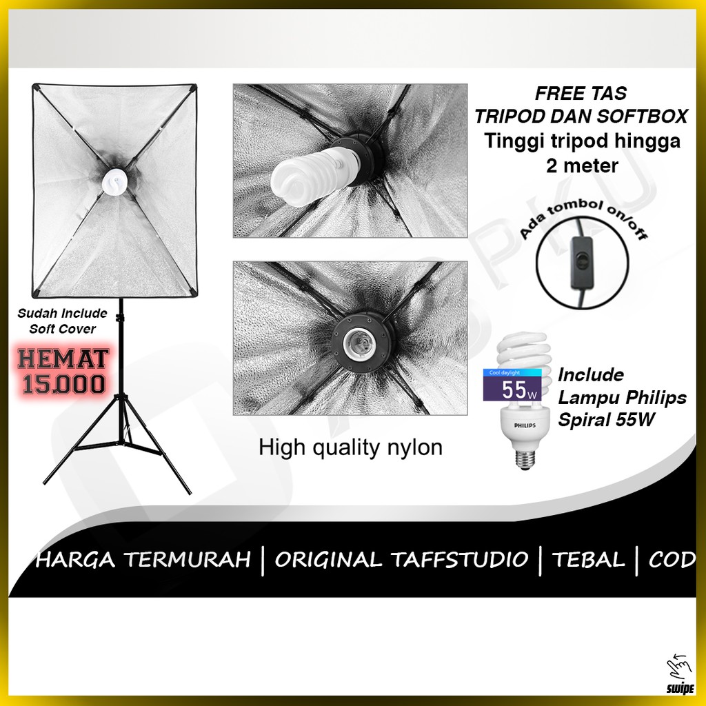 Jual Paket Softbox + Tripod + Bohlam Shooting Studio Youtuber Fotografi ...