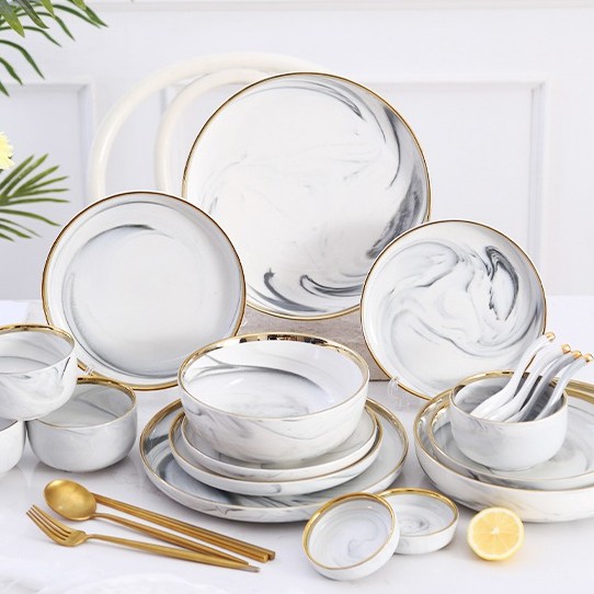 Jual PACKING KAYU SET isi 21 piring marble pink putih marmer keramik ...