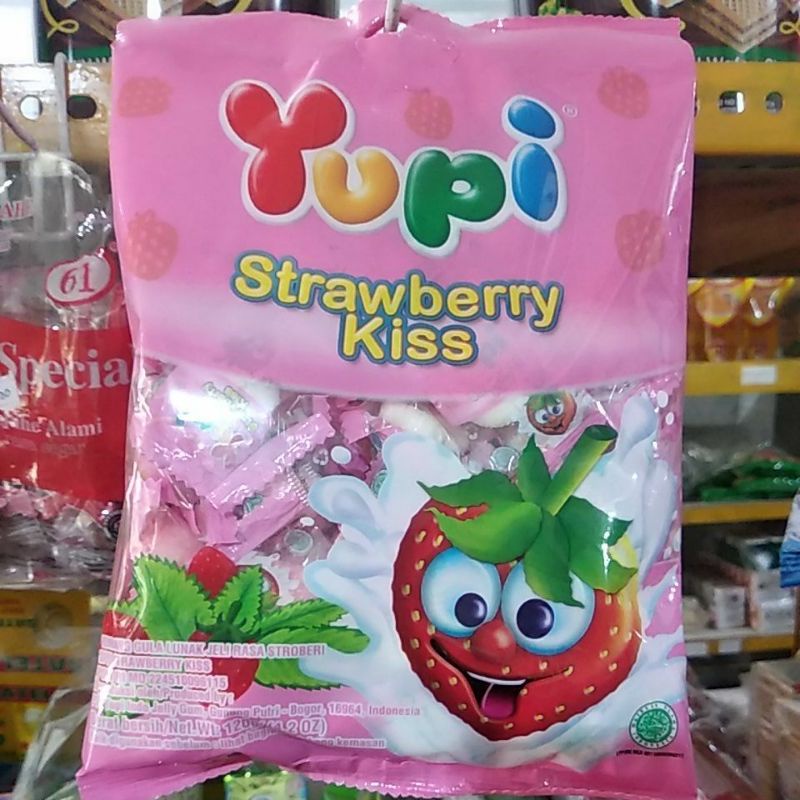 Jual PERMEN YUPI RASA STRAWBERRY KISS BENTUK LOVE | Shopee Indonesia