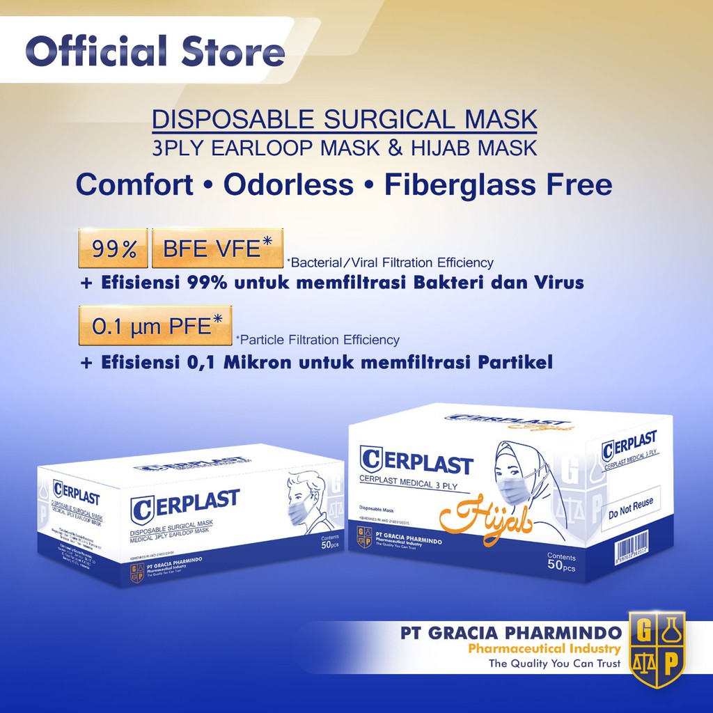 Jual Masker Cerplast 3Ply (Earloop / Hijab) | Shopee Indonesia