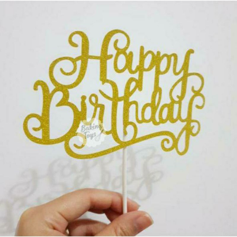 Jual Topper HBD Glitter / Topper Cake Birthday / Topper Kue Ulang Tahun ...
