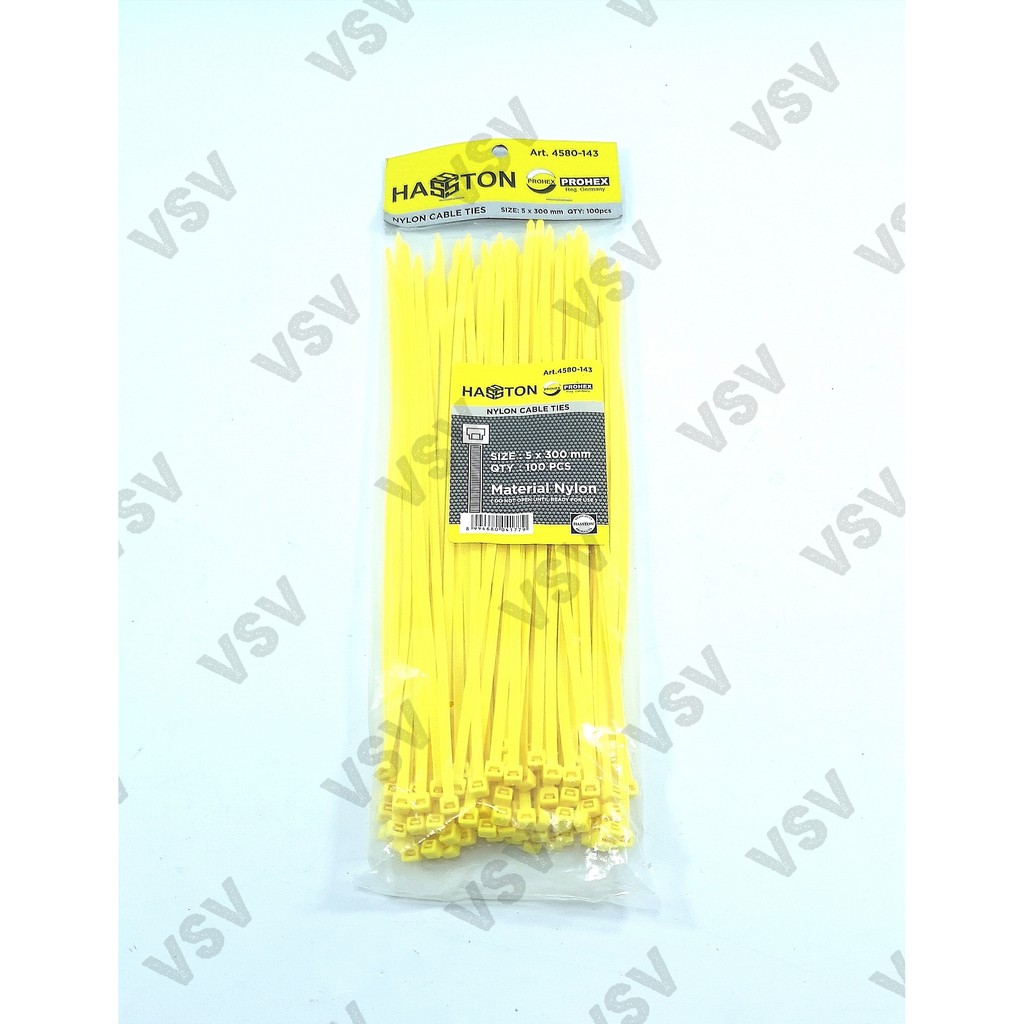 Jual Hasston Kabel ties 5x300mm Kuning 4580-143 Nylon Cable ties ...