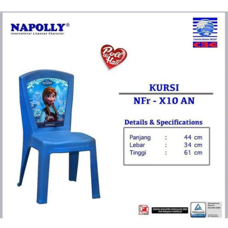 Jual Kursi Plastik Napolly Plastik Blue Chair Frozen NFR-X10 AN Kursi ...
