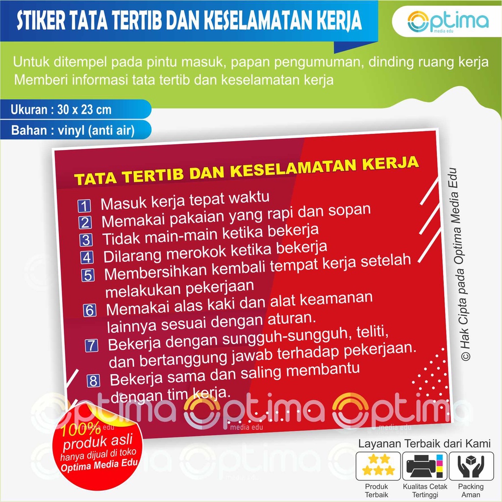 Jual STIKER TATA TERTIB DAN KESELAMATAN KERJA - UNTUK KANTOR,PERUSAHAAN ...