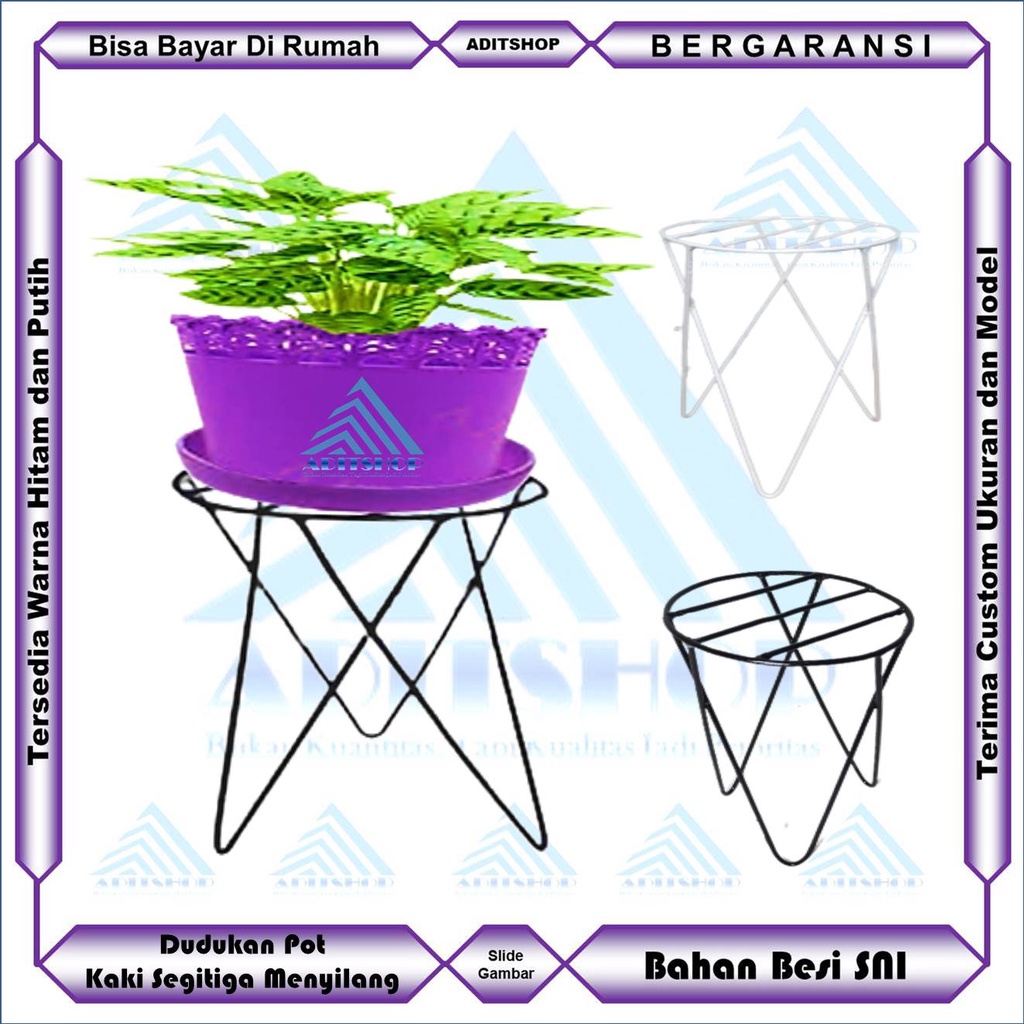 Jual Pijakan Pot Kaki Segitiga Silang Dari Besi | ADITSHOP | Alas Vas ...