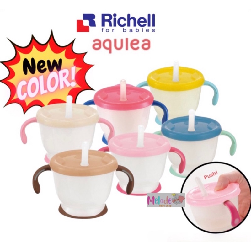 Jual Richell AQ AQULEA Straw Training Mug / Training Cup 150ml / Tempat Minum Bayi / Gelas Minum ...
