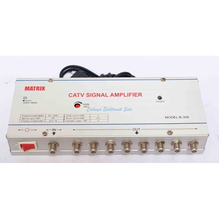 Jual Matrix Booster Splitter B308 Indoor Penguat Sinyal B-308 8 way ...
