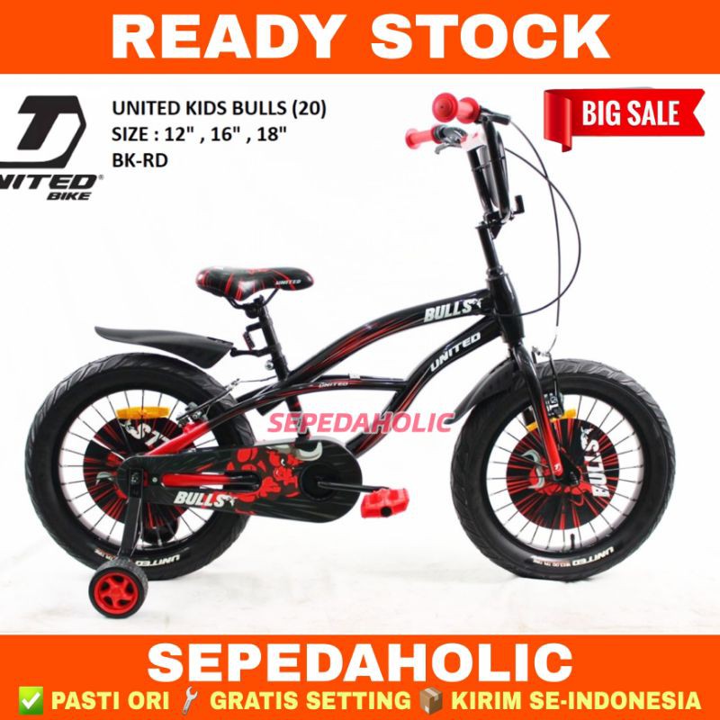 Jual Sepeda Anak Laki BMX UNITED BULLS 12 16 18 Inch Usia 2-8 Tahun ...