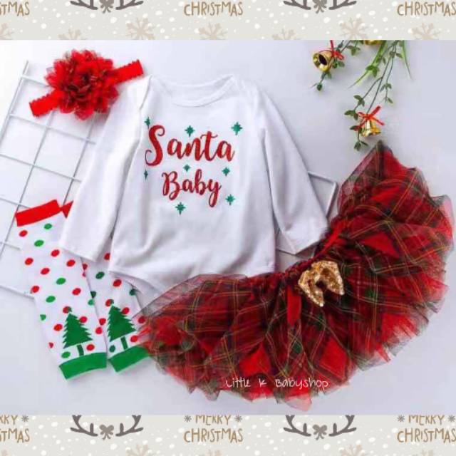 Jual Set Santa Baby 3 in 1 / Baju Natal Bayi / Baju Natal Anak | Shopee ...