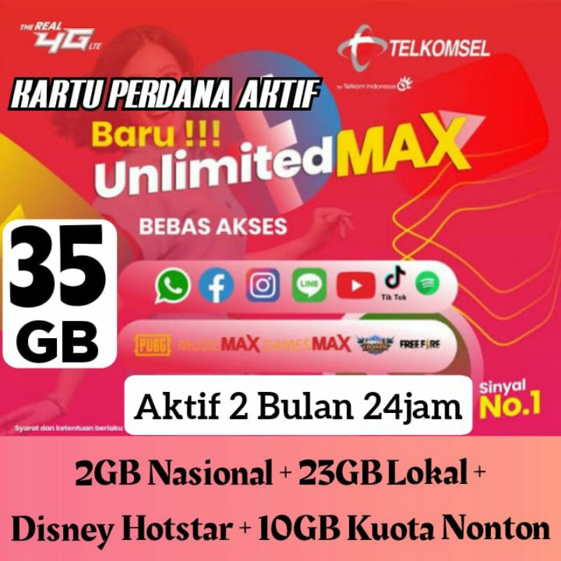 Jual Kartu perdana Internet unlimited max 35gb full 2bulan 60 hari ...