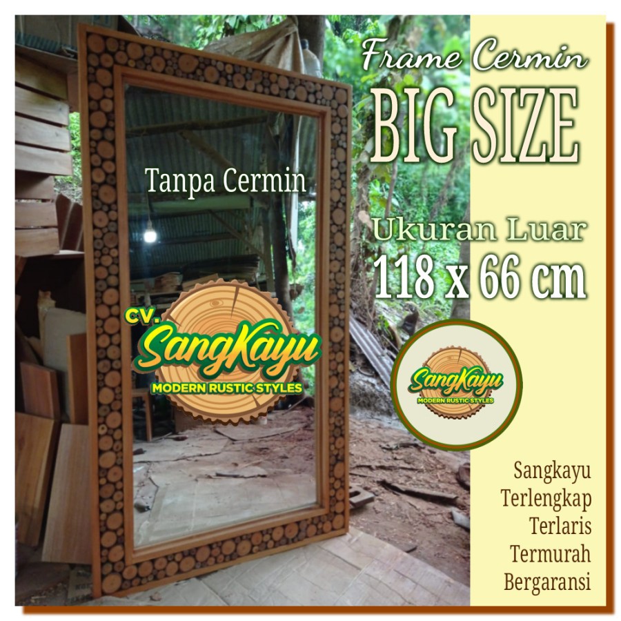 Jual SangKayu Frame Cermin Kayu Unik Rustic 118x66 cm Pigura Cermin ...