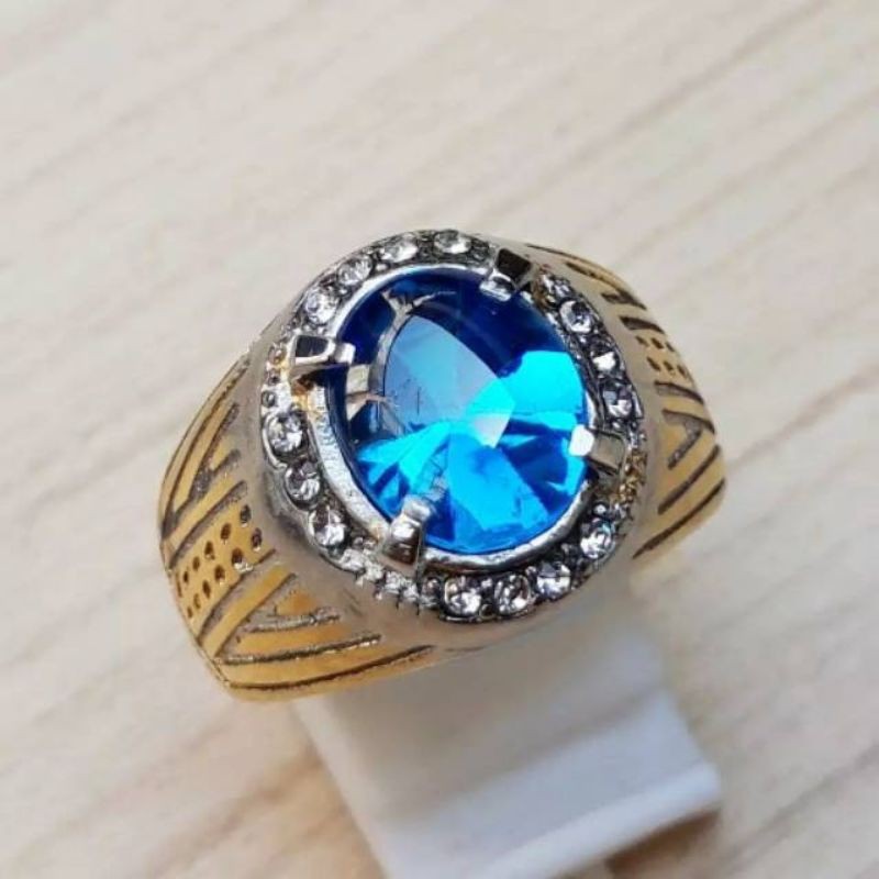 Jual cincin batu blue topaz cutting (Z) | Shopee Indonesia