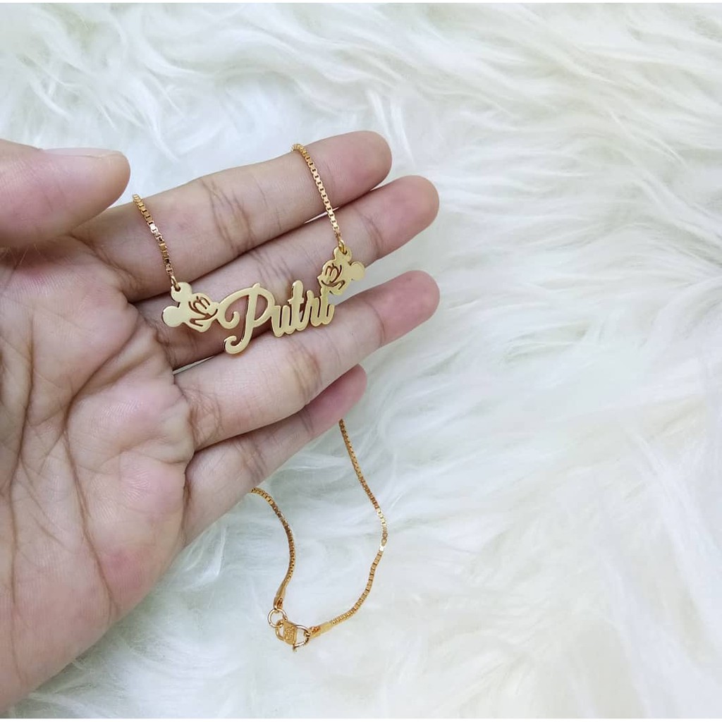Jual Kalung Liontin Custom Nama Lapis Emas | Shopee Indonesia