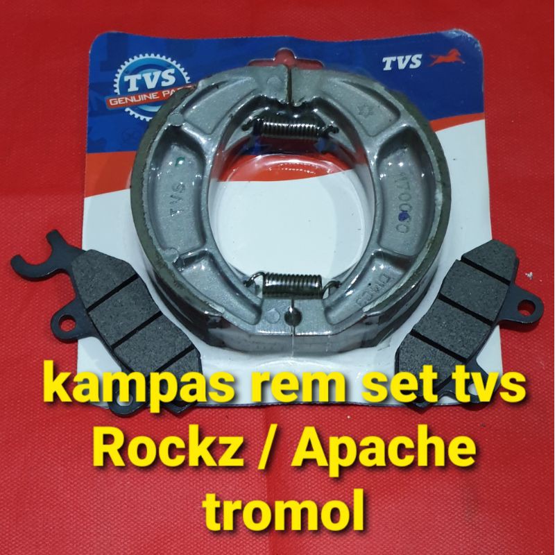 Jual Kampas rem set TVS ROCKZ 125 / APACHE 160 Tromol / DAZZ - MAX 125 depan belakang | Shopee ...