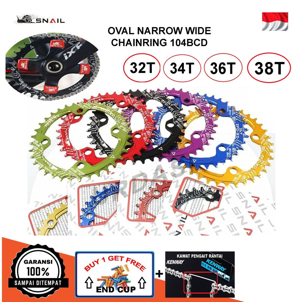 Jual Snail Chainring 32T 34T 36T 104BCD Oval Lonjong Narrow Wide Sepeda MTB Road Bike Enteng ...