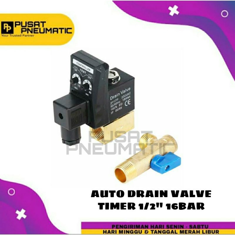 Jual 1/2" OPT-A Electric Solenoid Valve Timer Auto Drain 16bar 230 vac ...