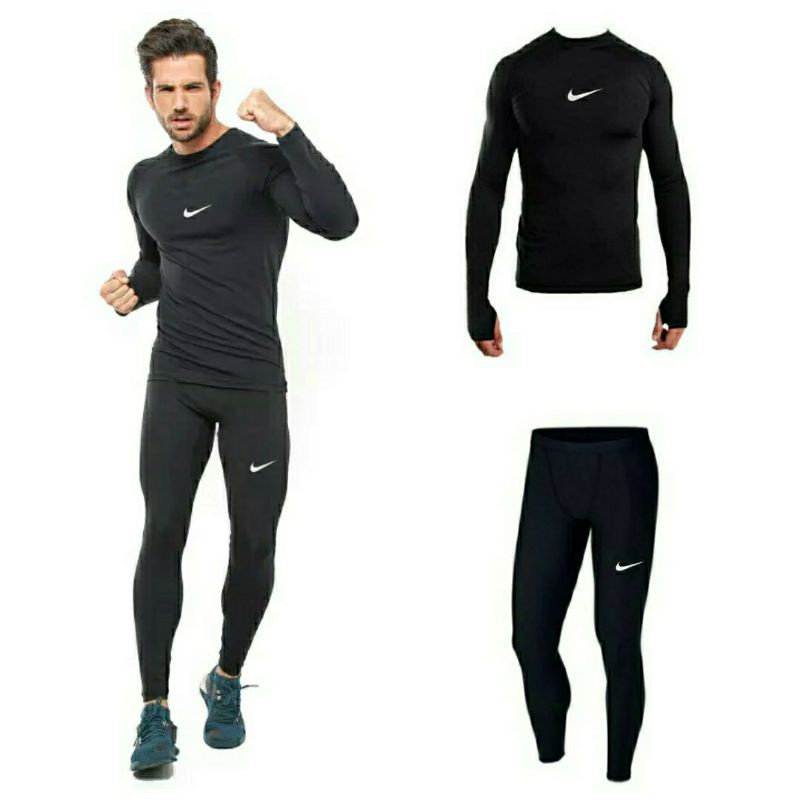 Jual Paket Olahraga Baselayer Pria Baju Manset Panjang Dan Legging ...