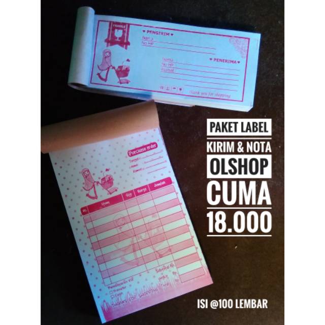 Jual Paket label pengiriman dan nota olshop isi 100 lembar | Shopee ...