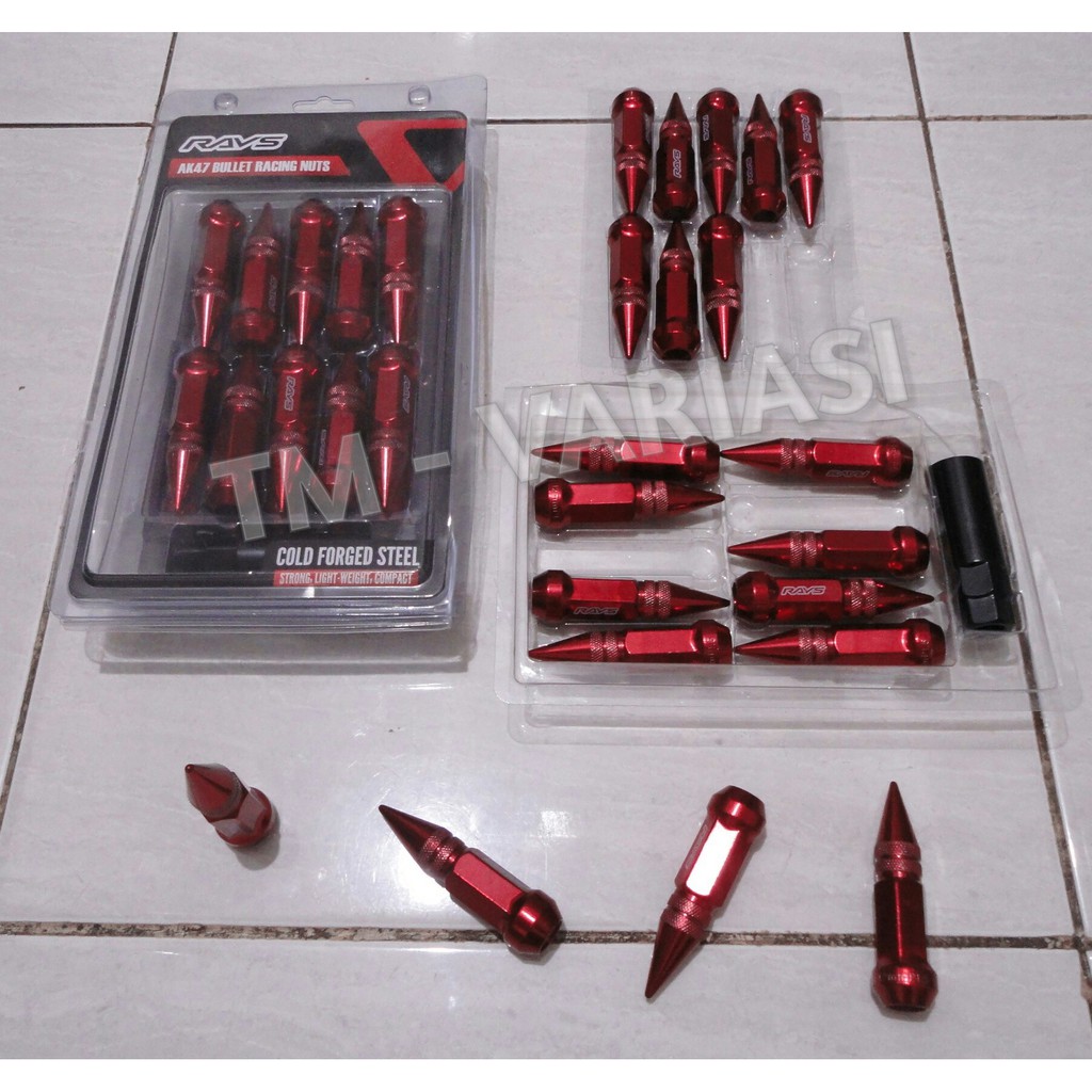 Jual Baut Roda Rays Besi Baut Racing Lug Nut Spike Tombak Merah Size 1. ...