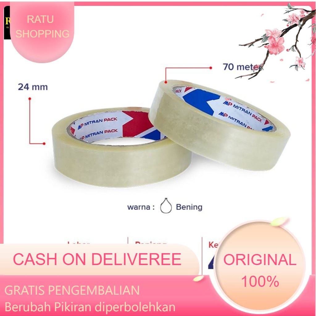 Jual Ecer satuan Lakban isolasi Mitran Pack 24mm x 70 meter bening ...