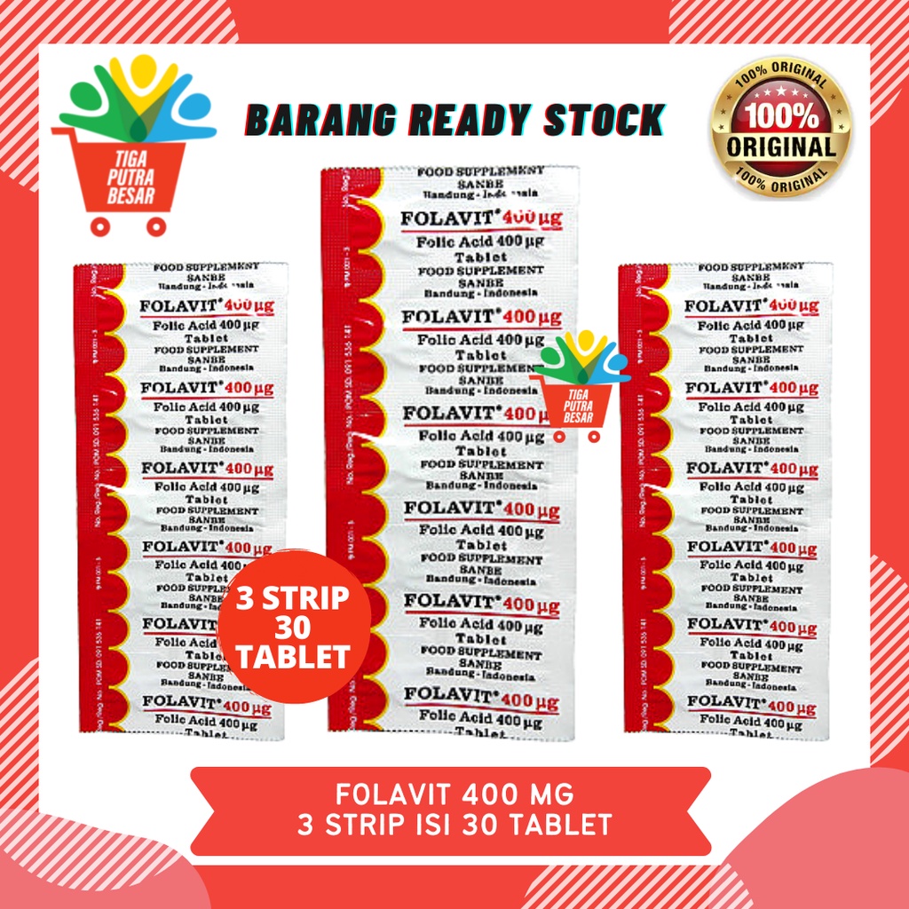 Jual FOLAVIT 400 MG 3 STRIP ISI 30 TABLET SUPLEMEN MAKANAN PROMIL ...