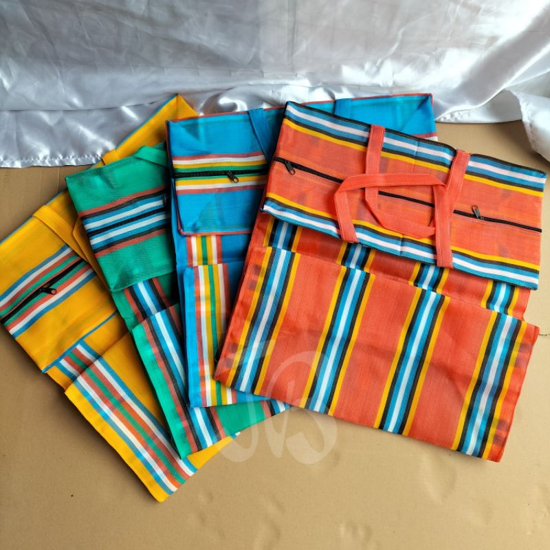 Jual Tas Belanja Nilon Ada Resleting Tote Bag Tebal Jumbo Besar ...