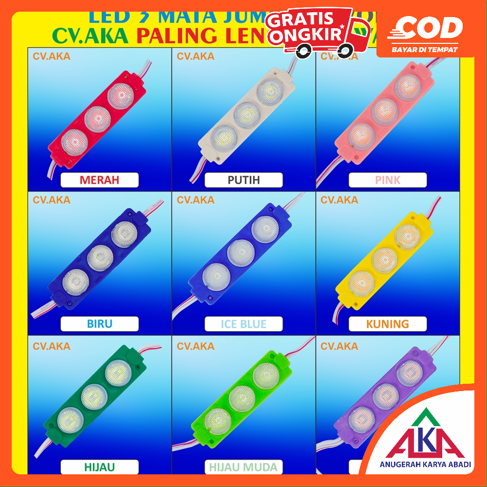 Jual LAMPU LED 3 MATA 24 V 3 Watt Modul LED 3 Titik Variasi Truk Bus ...