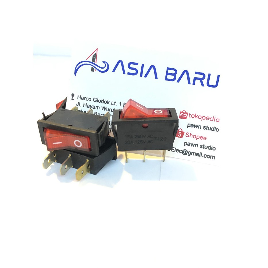 Jual Saklar switch on off 3 pin 3p gepeng slim / rocker switch on off 3 ...