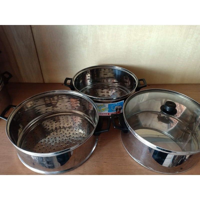 Jual langseng susun panci somay dimsum kukus bakpao stainles tutup kaca ...