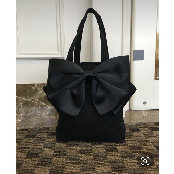 Jual Totebag Black with Bigbow satin silk | Shopee Indonesia