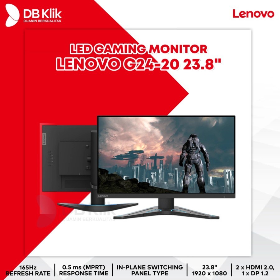 Jual LED Monitor Gaming LENOVO G24-20 (23.8" IPS 165Hz FHD HDMI DP G24 ...