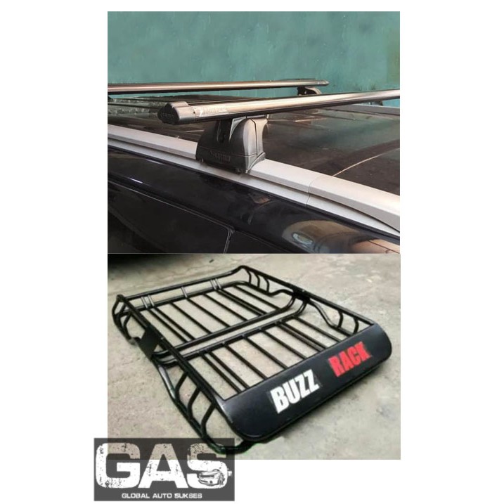 Jual Paket Cross Bar Jepit Roof Rail Platinum + Buzz Rack All New ...
