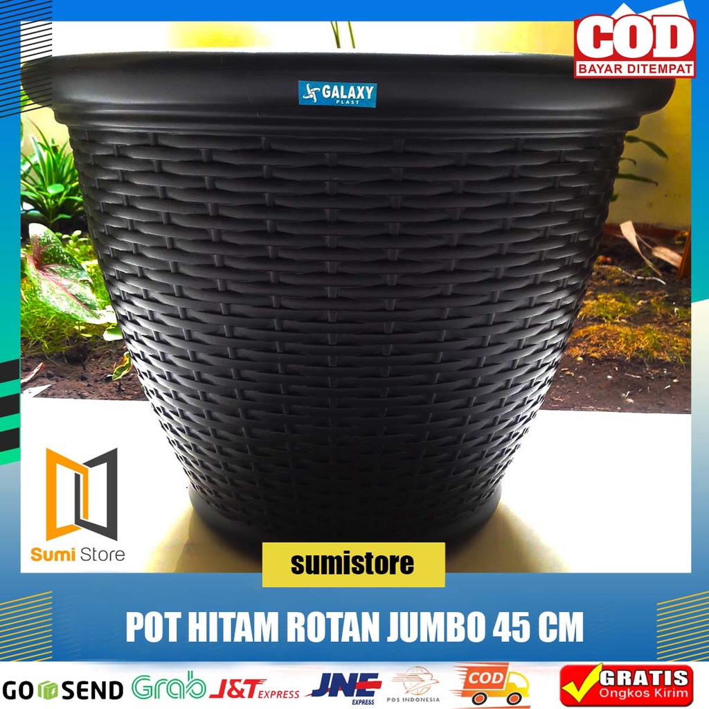 Jual Pot Bunga Hitam 45 cm Motif Rotan - Pot Bunga 45 Hitam motif rotan ...