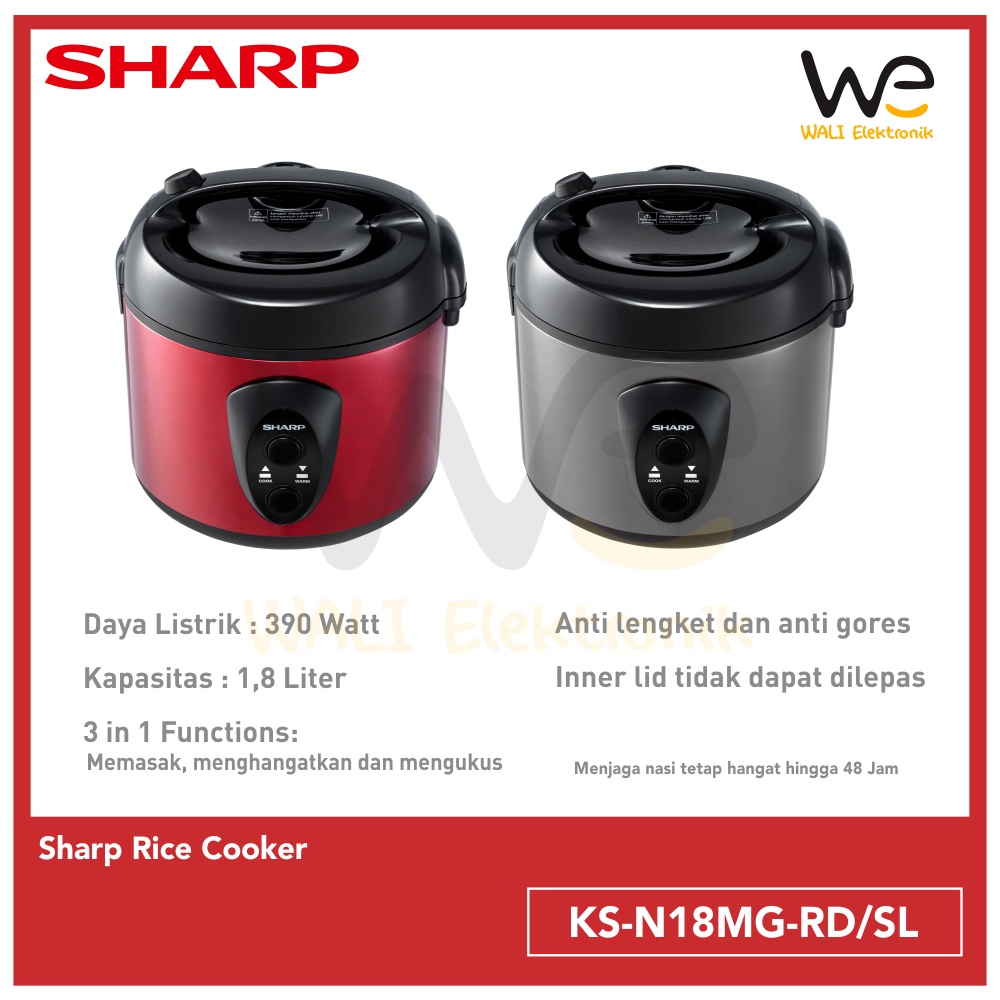 Jual SHARP KSN18MG Rice Cooker 1.8 Liter 390 Watt KS-N18MG-SL/RD/PK/BL ...