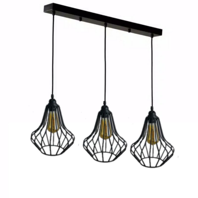 Jual lampu hias gantung 3 in 1 set sejajar minimalis bahan besi ...