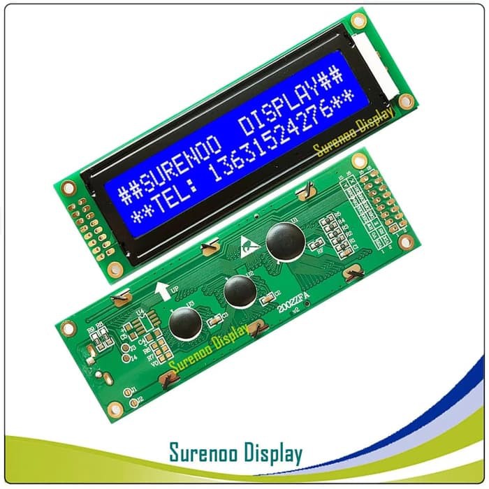 Jual LCD 2002 20x2 Blue & Green Backlight 16pin for Arduino - Biru ...