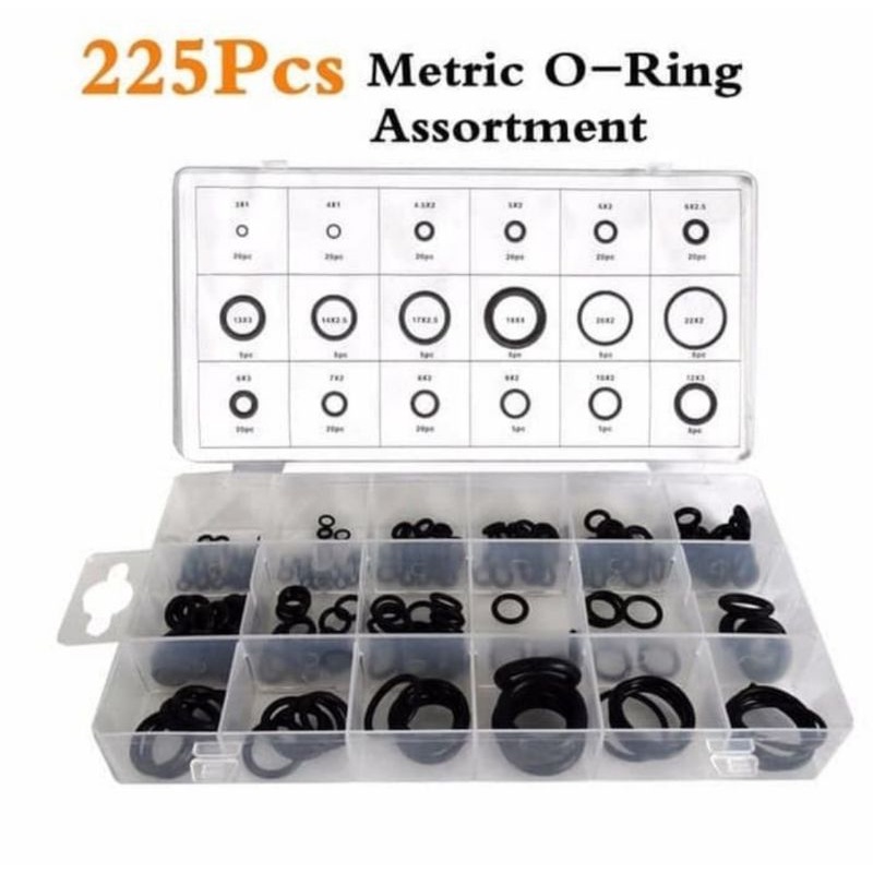 Jual Karet Seal ORing Set 225 Pcs Hitam / Nitrile Rubber / O Ring Seal Gasket Black / Karet Anti ...