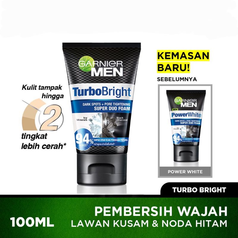 Jual GARNIER Men Turbo Bright (Power White)Super Duo Foam 100ml ...