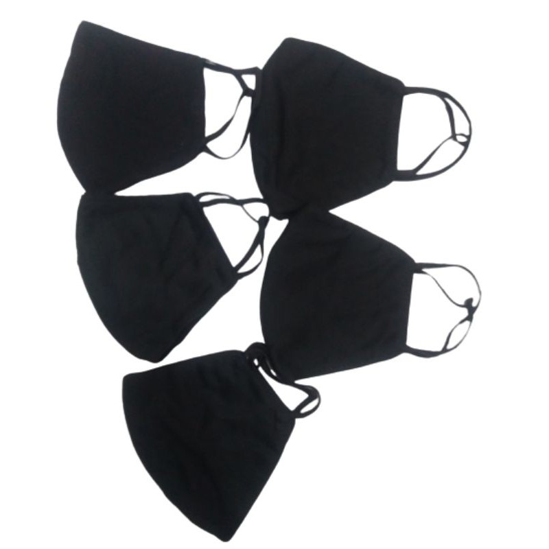 Jual MASKER KAIN HITAM DEWASA POLOS ISI 3 PCS | Shopee Indonesia