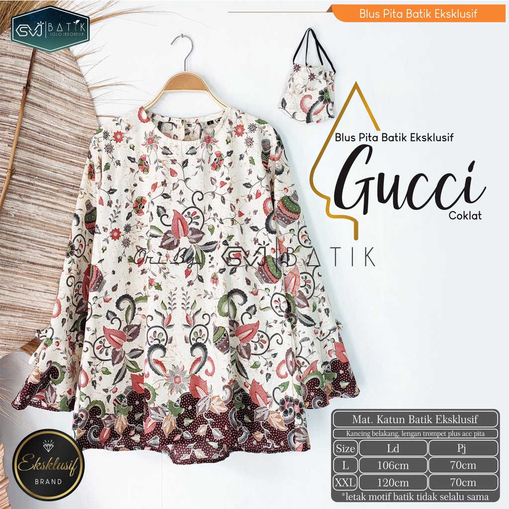 Jual BATIK WANITA KERJA KANTOR TERBARU MODERN ATASAN BATIK PUTIH CREAM ...