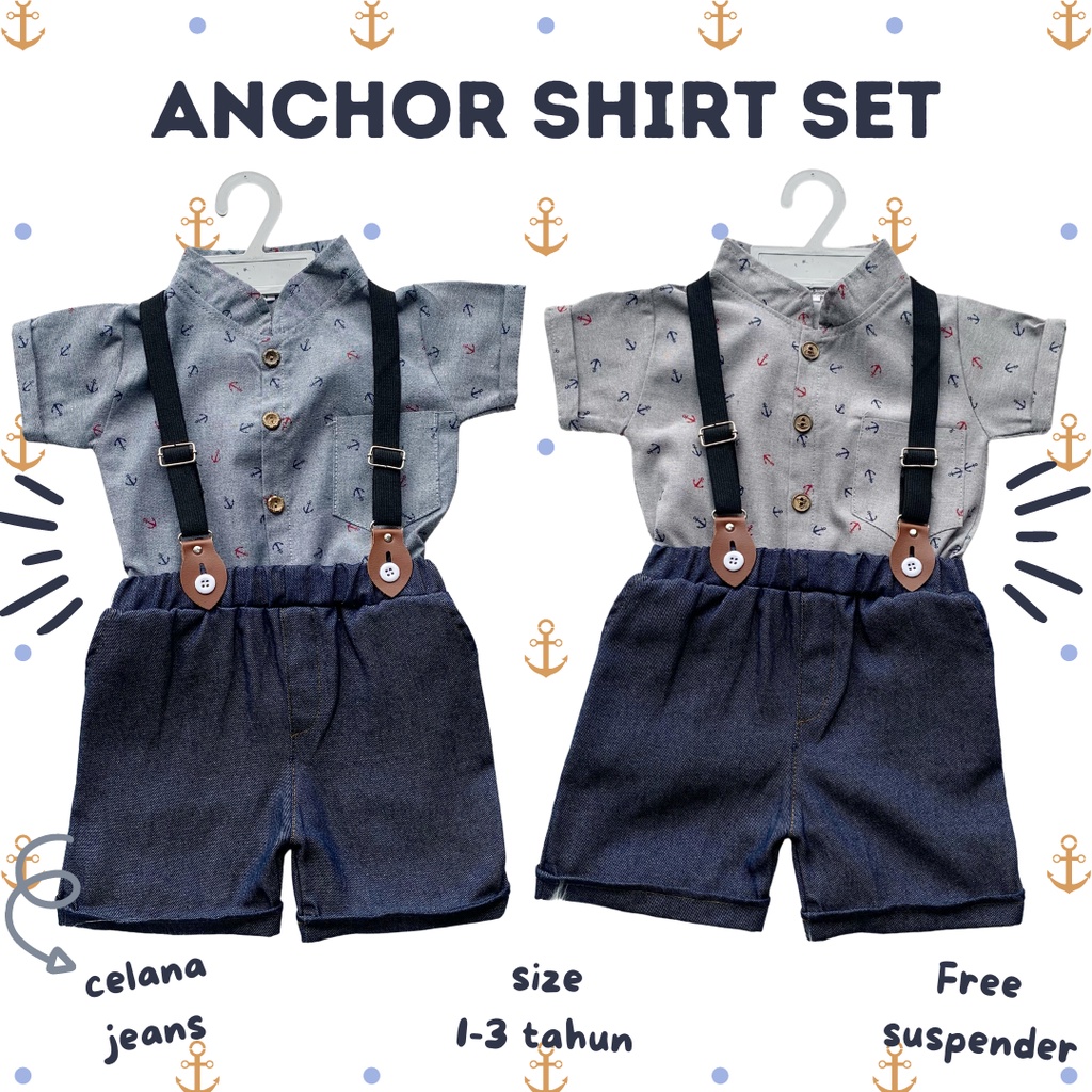 Jual setelan kemeja anak celana chino lengan pendek ANCHOR CHECKER ...