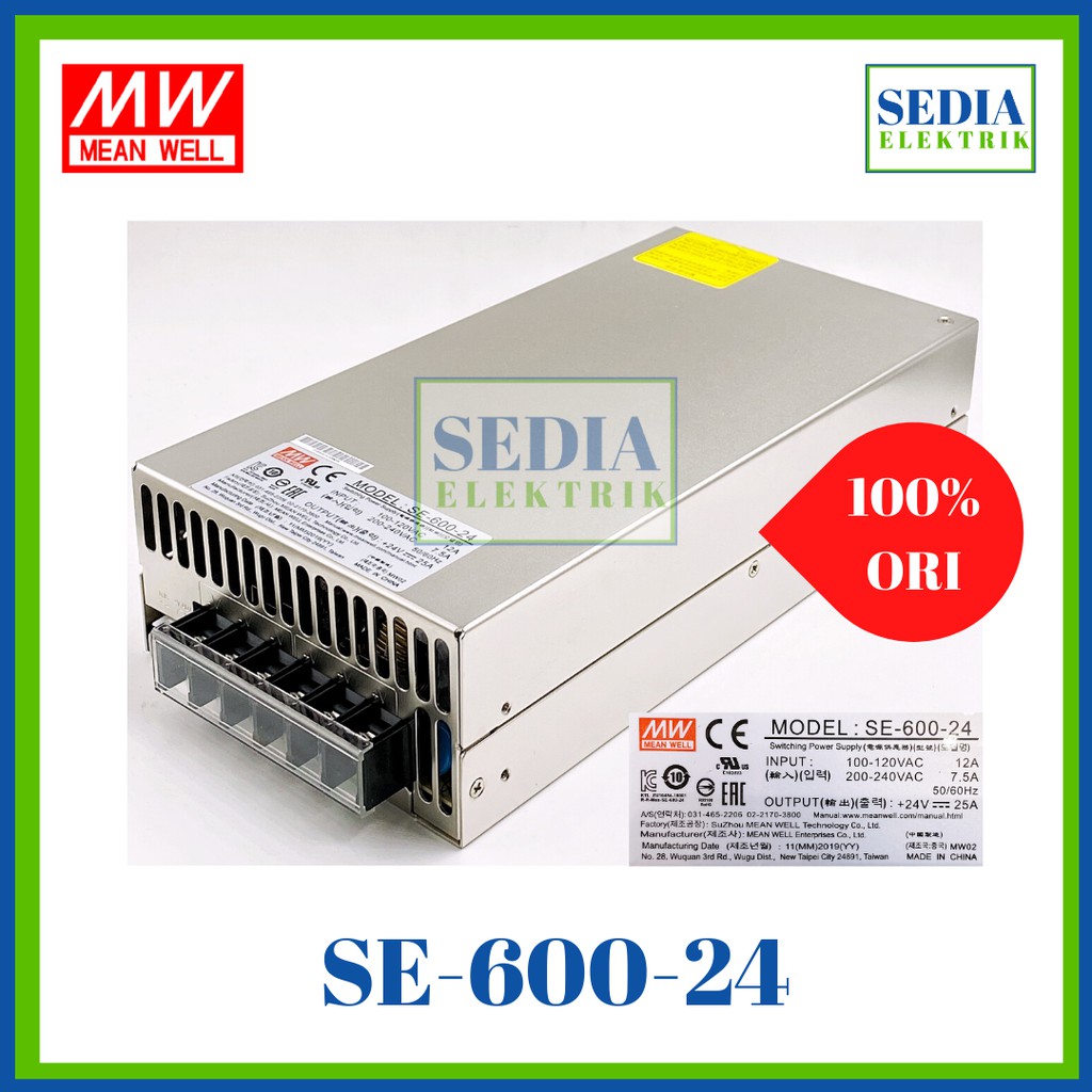 Jual POWER SUPPLY MEAN WELL SE-600-24 SE 600 24 SE60024 RSP-600-24 ...