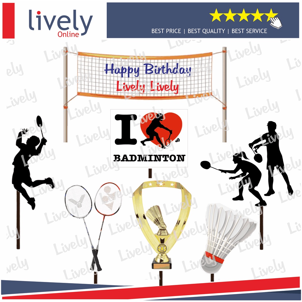 Jual CUSTOM NAMA CAKE TOPPER KARAKTER BADMINTON HIASAN KUE ULANG TAHUN ...
