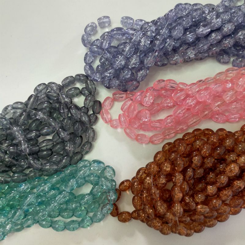 Jual Manik manik Oval MOTIF RETAK (bahan kalung konektor masker ...