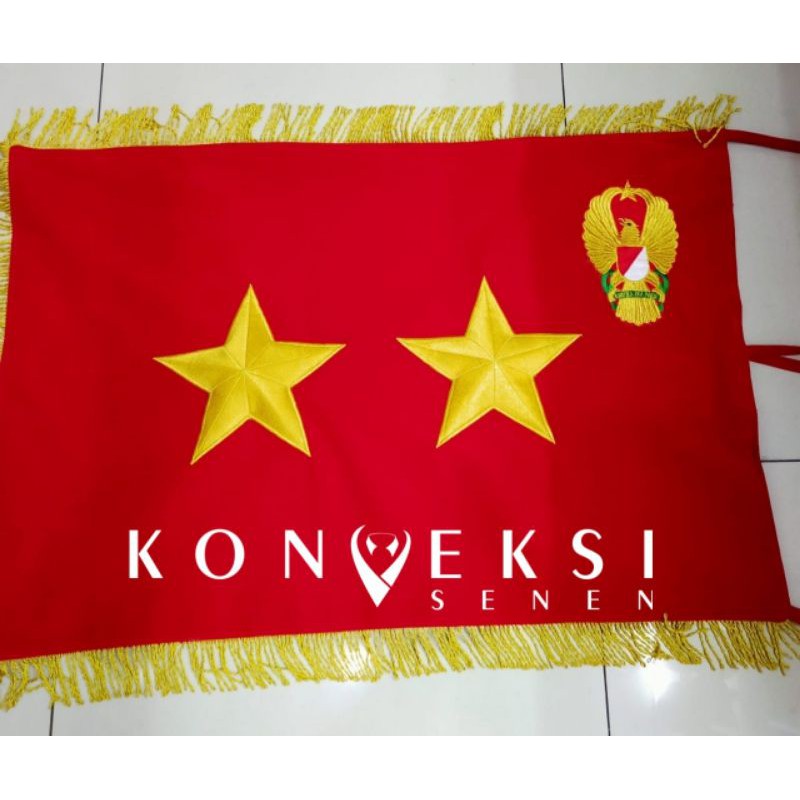 Jual bendera pataka TNI bintang 2 dua muka beludru bordir bulak balik ...