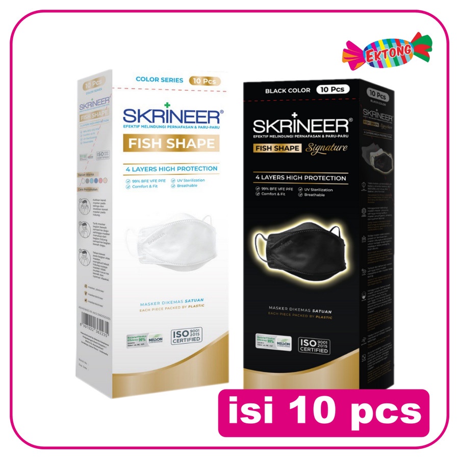 Jual SKRINEER MASKER PREMIUM 4 PLY ( FISH SHAPE SIGNATURE ) ISI 10 PCS | Shopee Indonesia