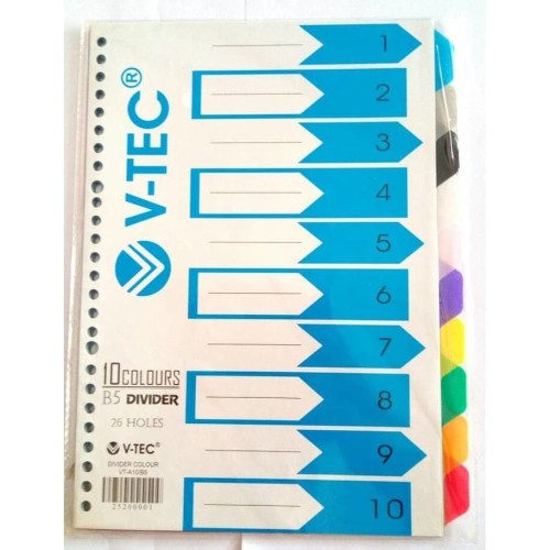 Jual V tec divider binder pembatas file loose leaf cardboard angka ...