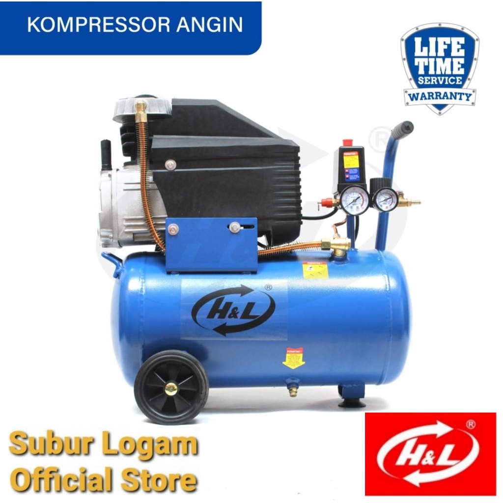 Jual Kompresor Angin H&L 1HP 24 Liter (Pakai Oli) Air Compressor HL ...