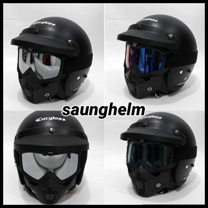 Jual Paket Helm Carglos Cargloss Retro Google Mask - M | Shopee Indonesia