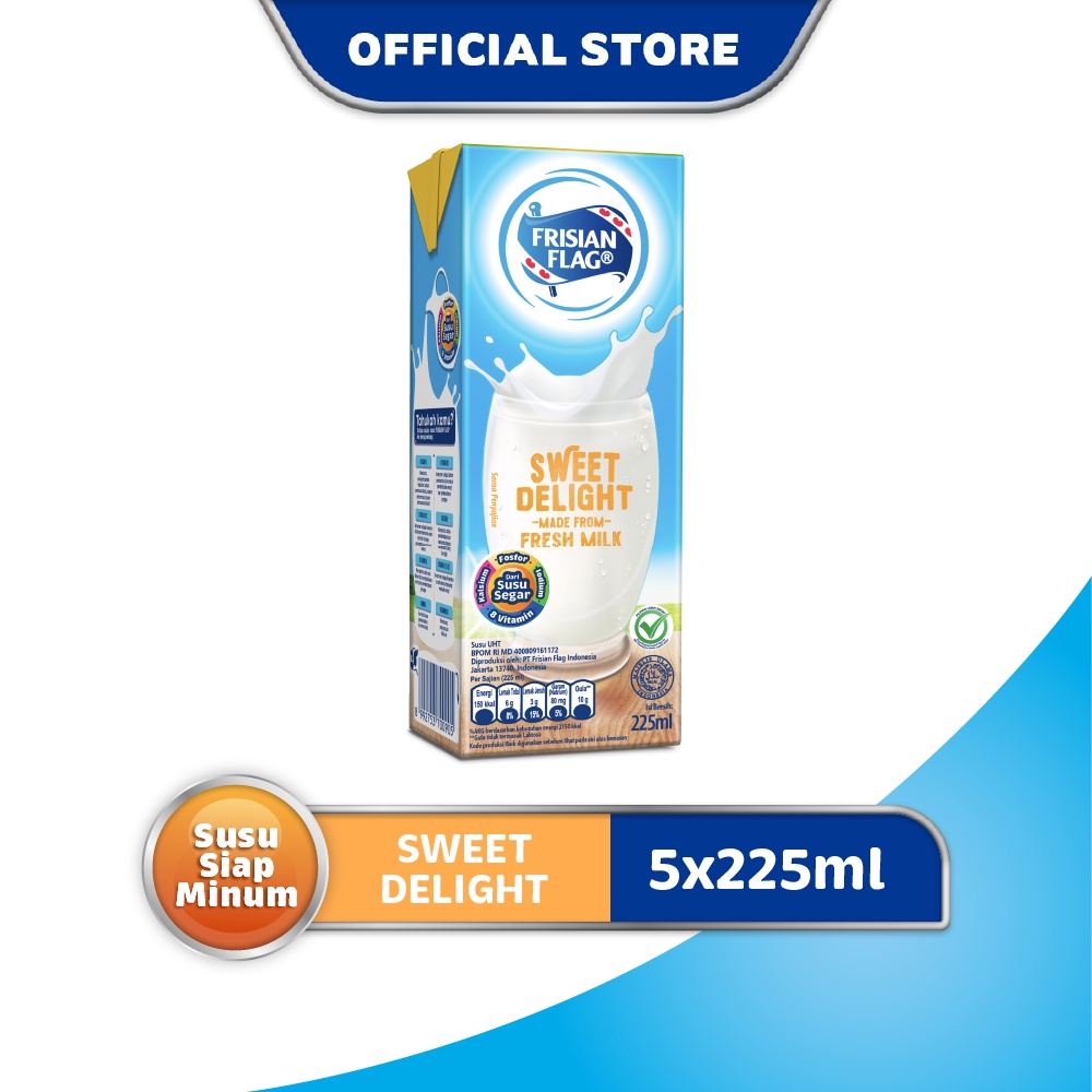 Jual Frisian Flag Susu UHT Sweet Delight 225ml x 5 | Shopee Indonesia